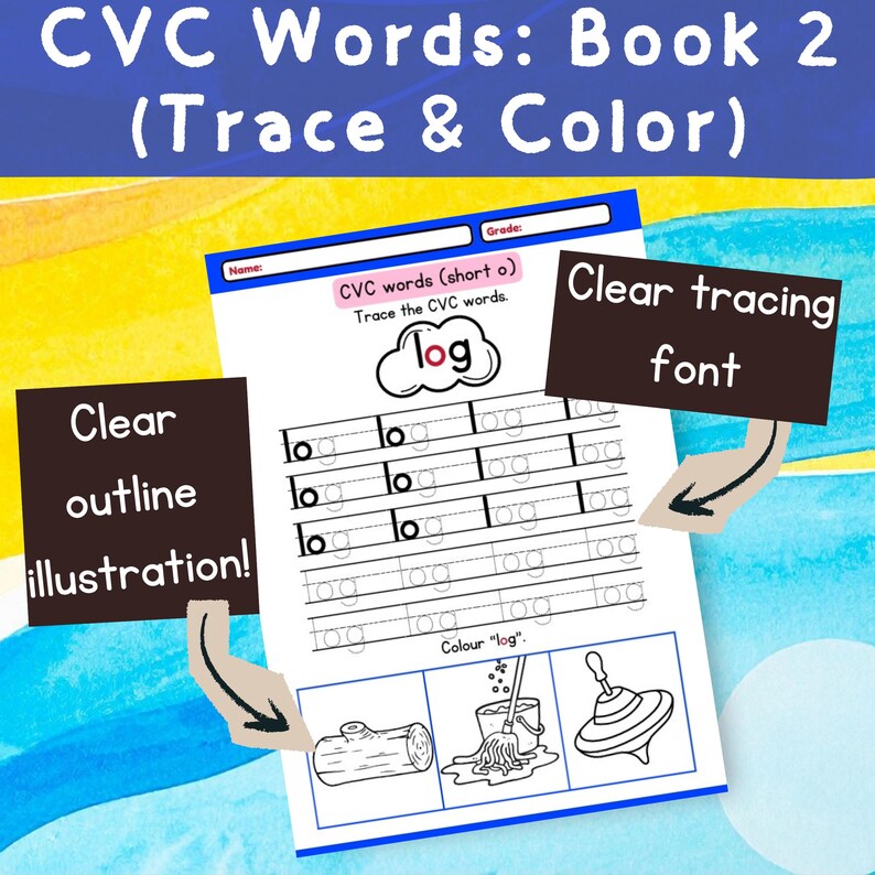 Short O - CVC Words Book 2: Trace & Color! 13 Pages of Fun Learning! - Etsy