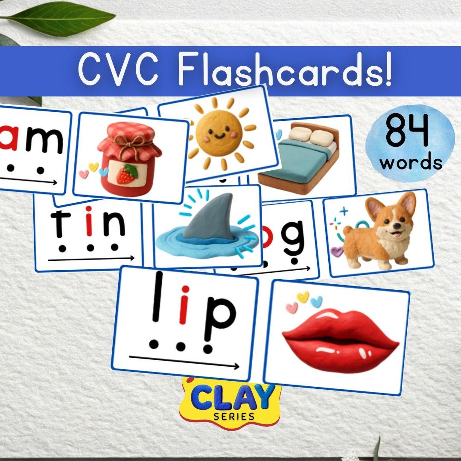 CVC Words List | 84 Words Matching Flashcards - Unique Clay ...