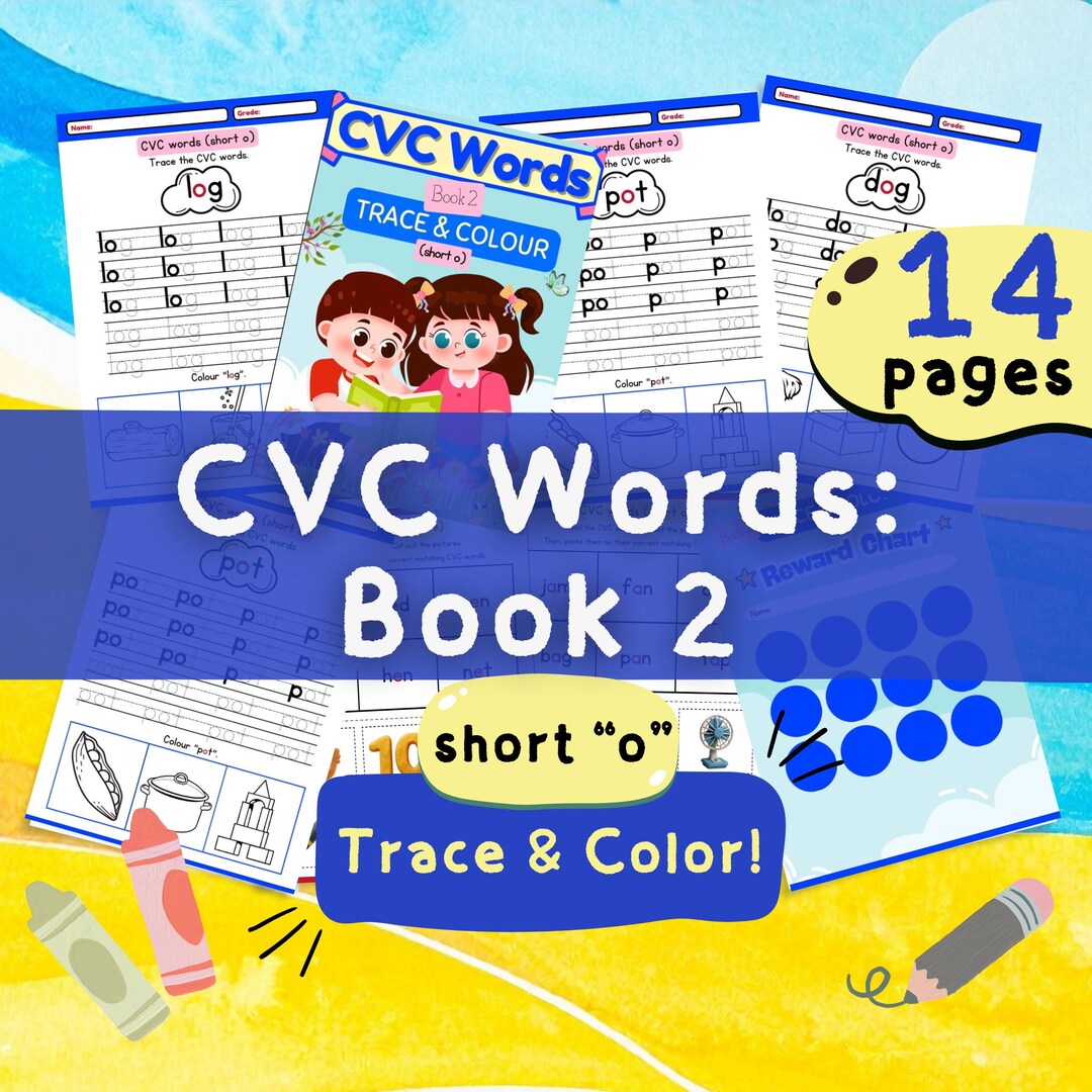 Short O - CVC Words Book 2: Trace & Color! 13 Pages of Fun Learning! - Etsy