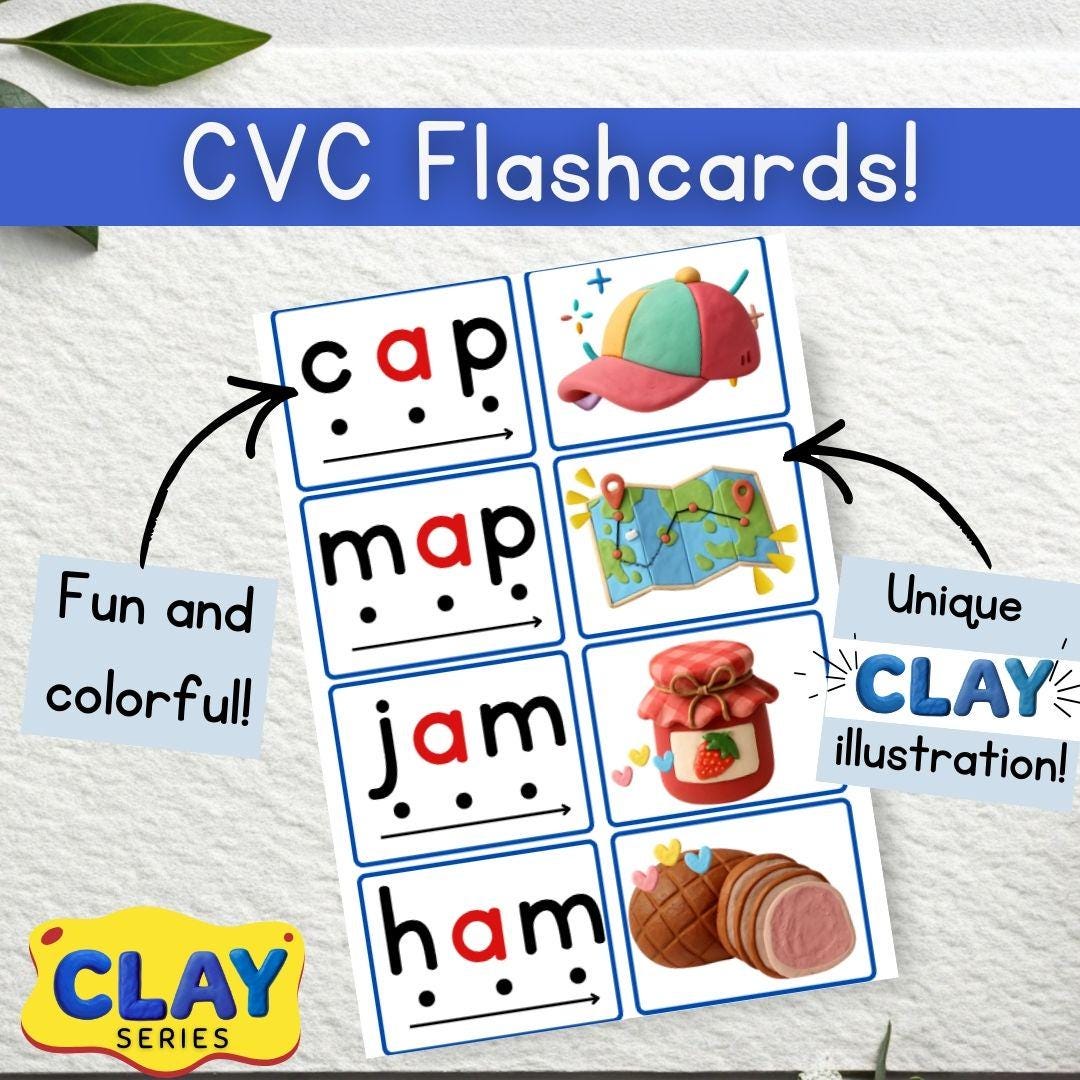 CVC Words List | 84 Words Matching Flashcards - Unique Clay ...
