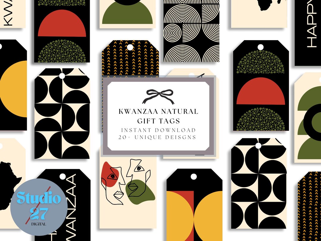 Kwanzaa Gift Tags Printable | Neutral Tag | Minimal Holiday | Digital ...