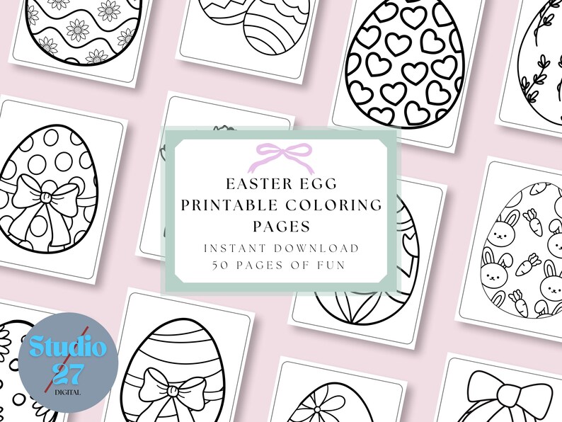 Easter Egg Coloring Pages PDF | 50 Printable Spring Activity Sheets for ...