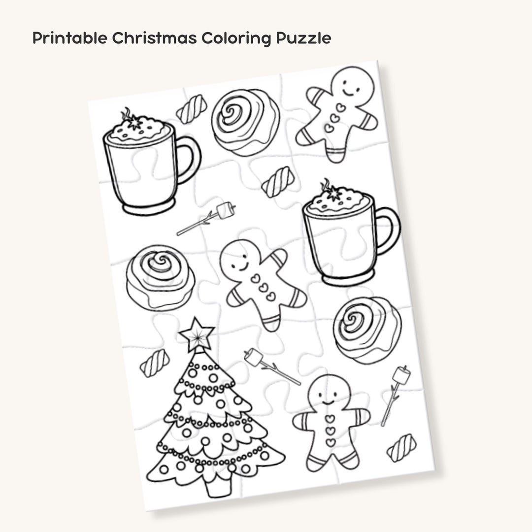 Christmas Coloring Puzzle for Families Printable - Holiday Activity ...