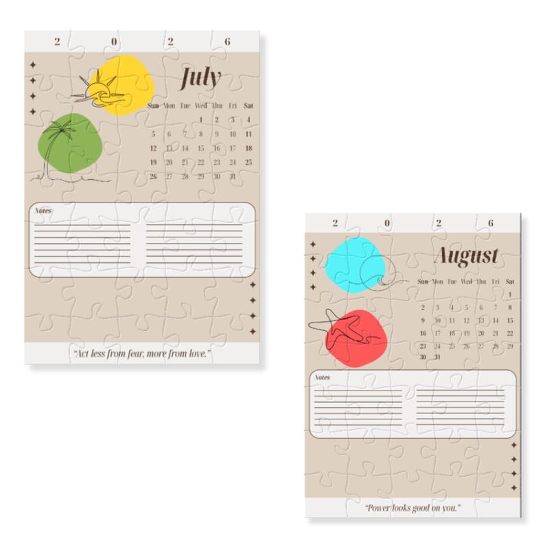 Printable 2026 Minimalist Calendar - Memory Puzzle Gift - Digital ...