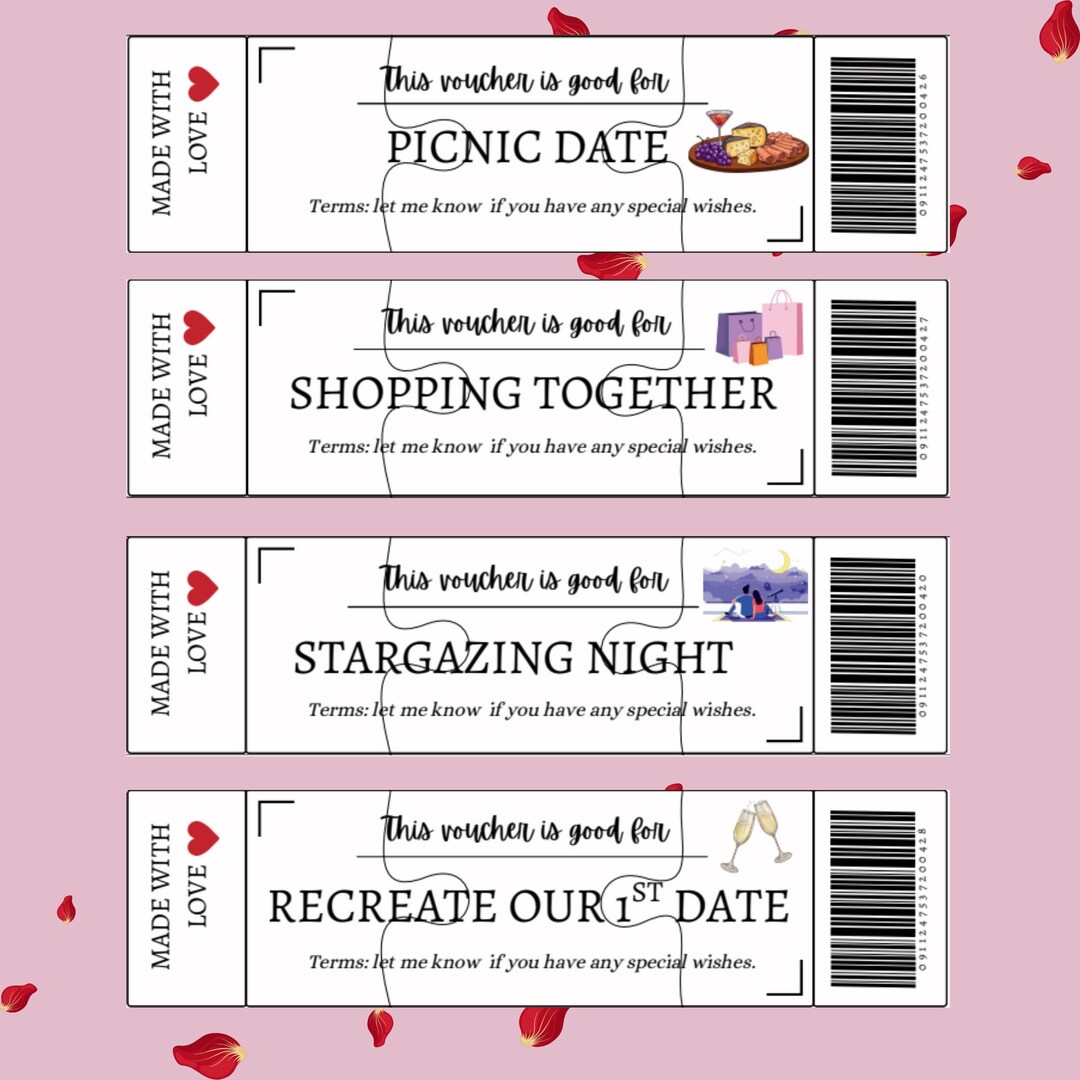 We Time Love Vouchers Printable - Romantic Couple Coupons - Activity ...