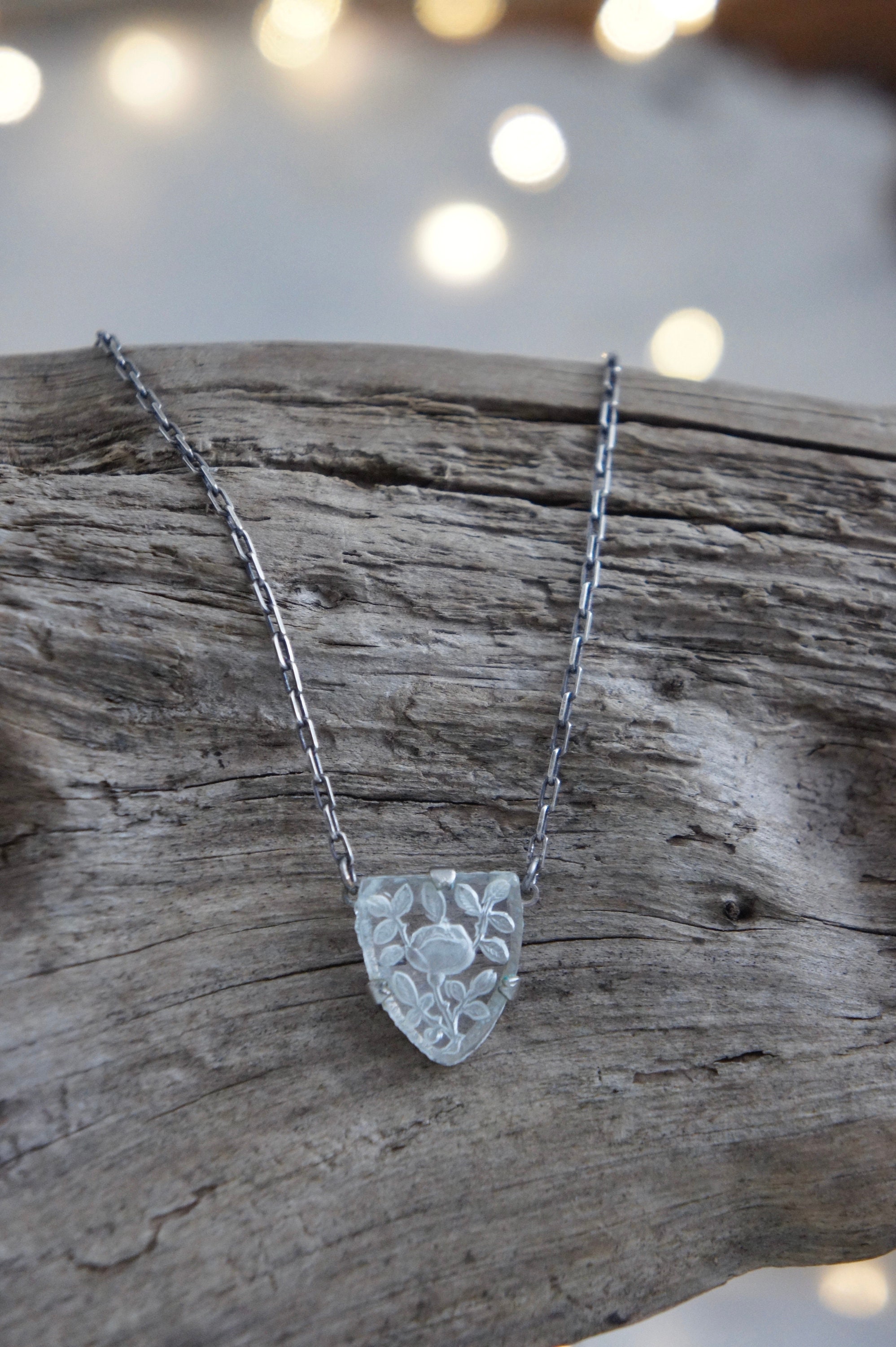 Rare,intaglio Crystal Necklace, Etched Crystal Pendant, Italian ...