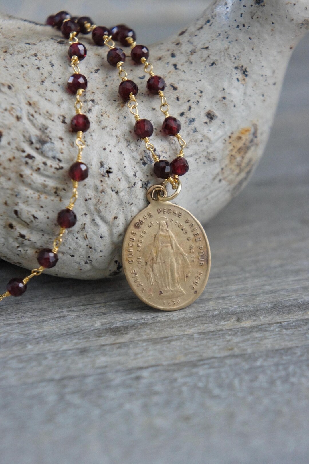 Vintage Miraculous Medal, French Religious Medal, Sacred Heart Medal ...