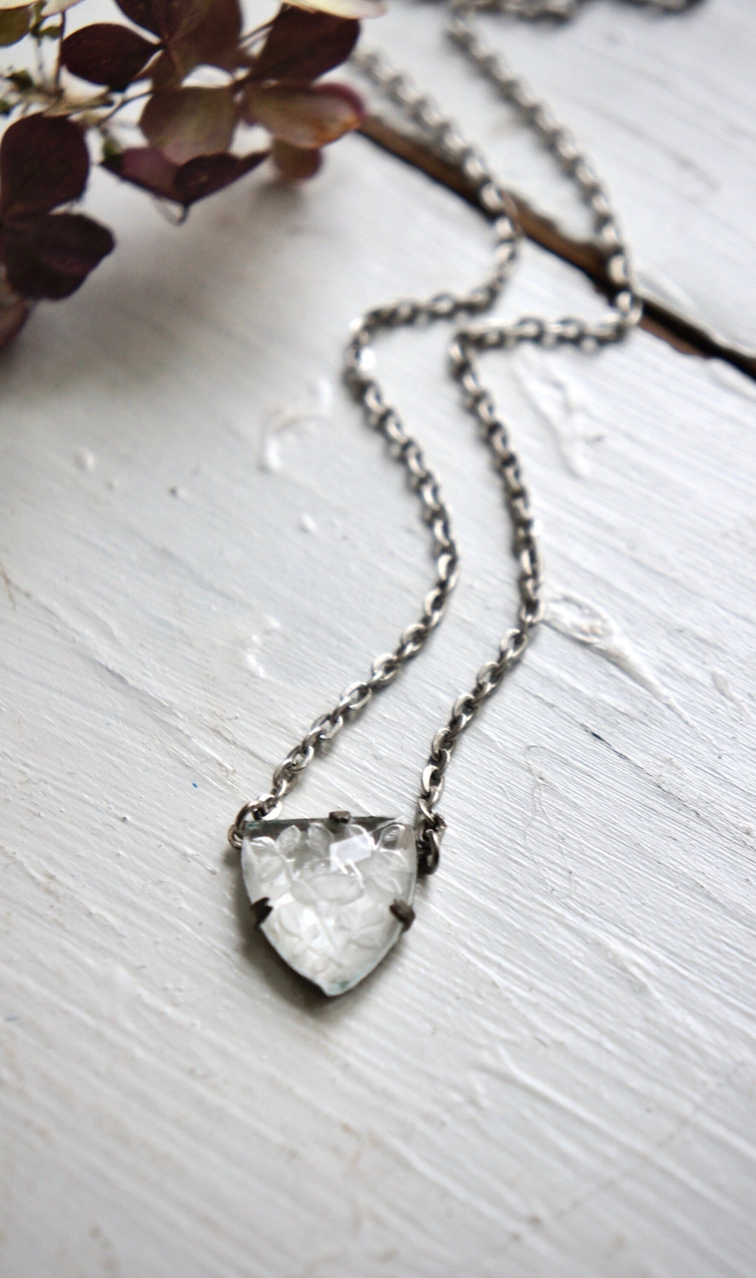Rare,intaglio Crystal Necklace, Etched Crystal Pendant, Italian ...