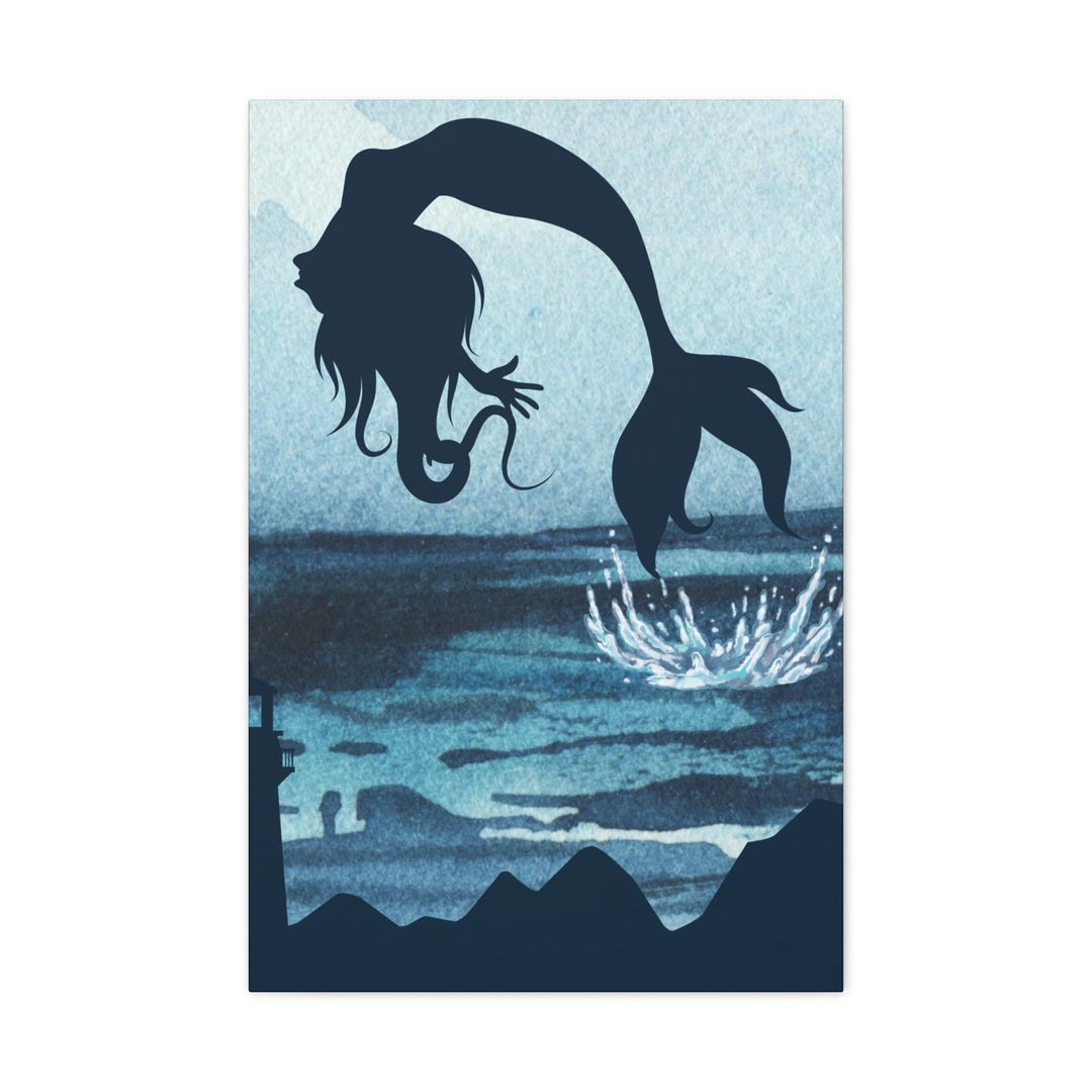 Indigo Mermaid Silhouette Canvas Print, Matte Stretched - Etsy