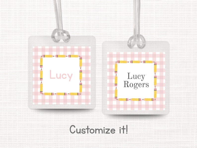 Personalized Kids Backpack Tag, Custom Name Pencil Design (digital ...