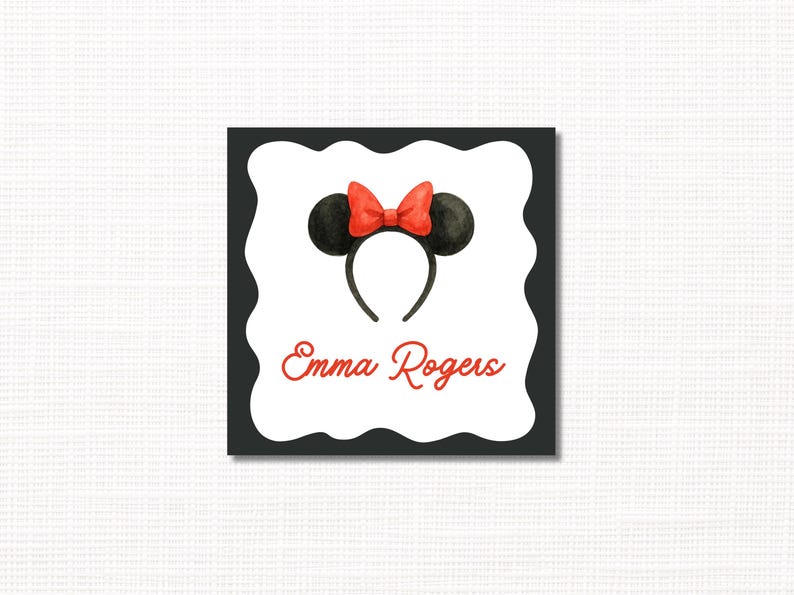 Minnie Mouse Headband Bag Tag, Editable Name Template (digital Download ...