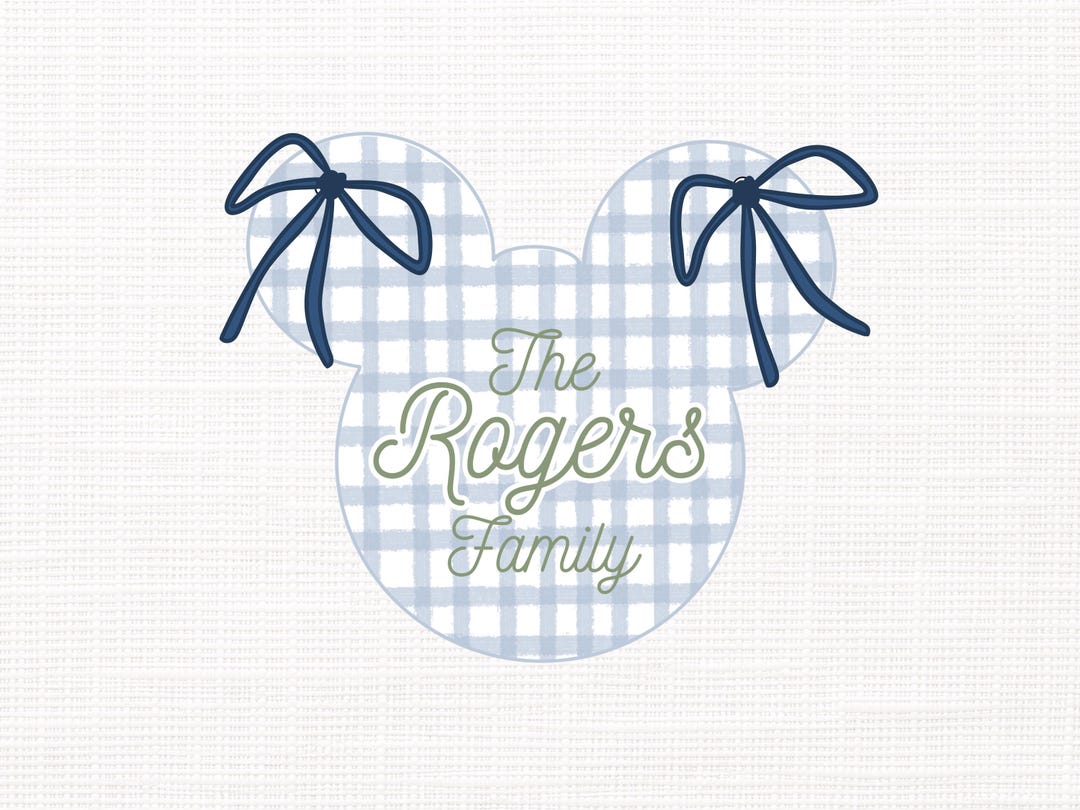 Mickey Gingham Stroller Sign, Classic Blue and White, Digital Download ...