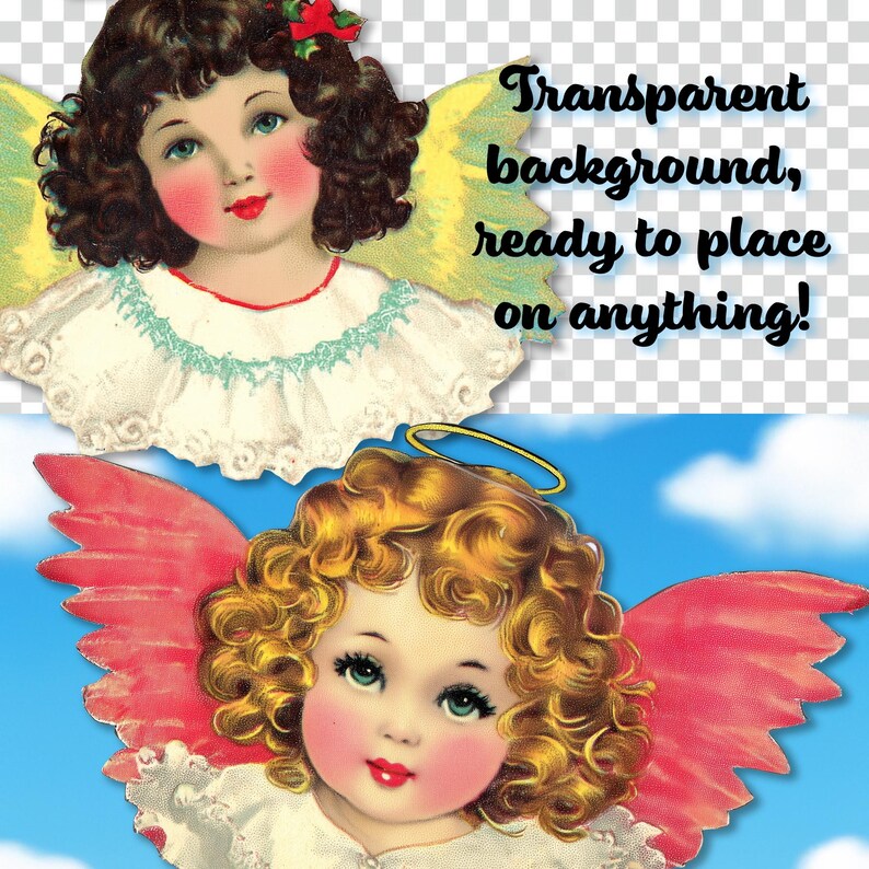 Vintage Angel Heads Clipart • 11 PNG Images and Printable Sheet ...