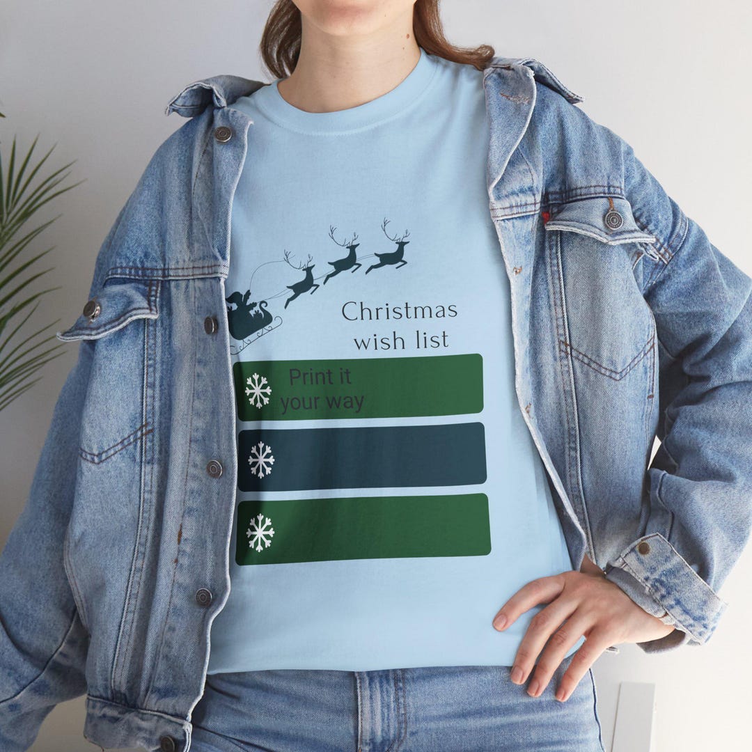Christmas Wishlist Checklist Tee | Santa Sleigh, Snowflake Boxes - Etsy
