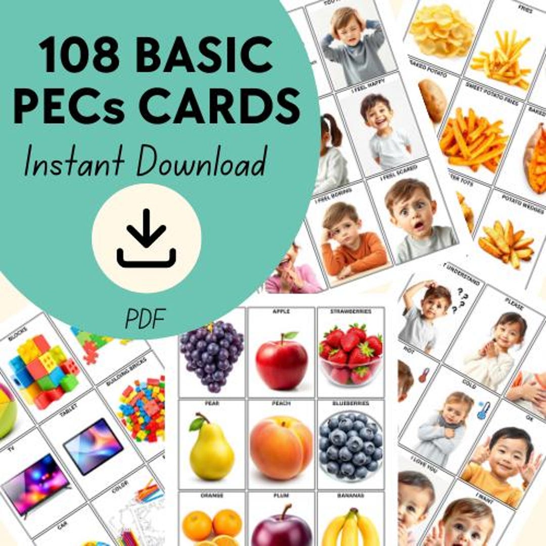 108 Communication PECS Cards | Nonverbal Flash Cards Autism | Special ...