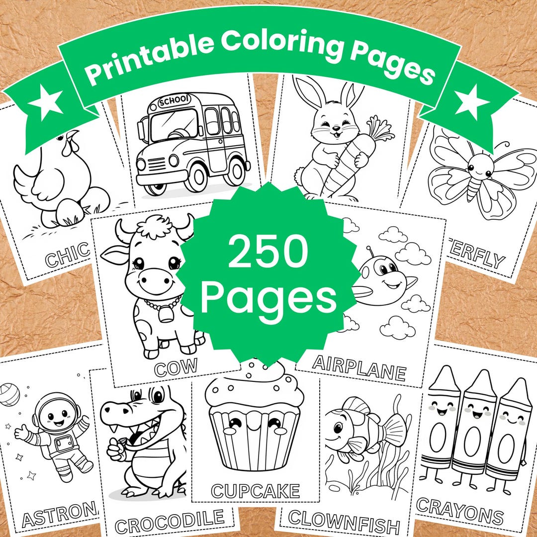 Animals & Fun Objects Coloring Book | Easy Simple Coloring Pages for ...