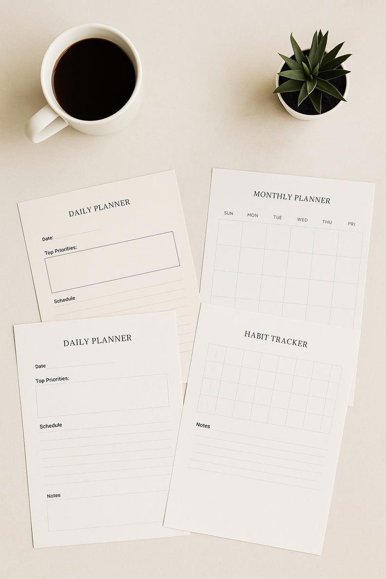 Minimalist Monthly Planner | Printable + Canva Editable Template ...