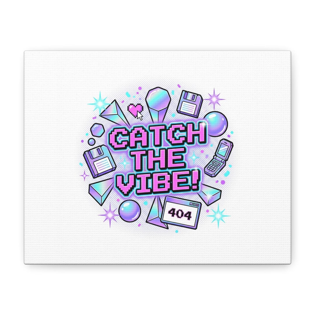 Catch the Vibe Retro Tech Illustration Canvas | Matte Stretched Wall ...