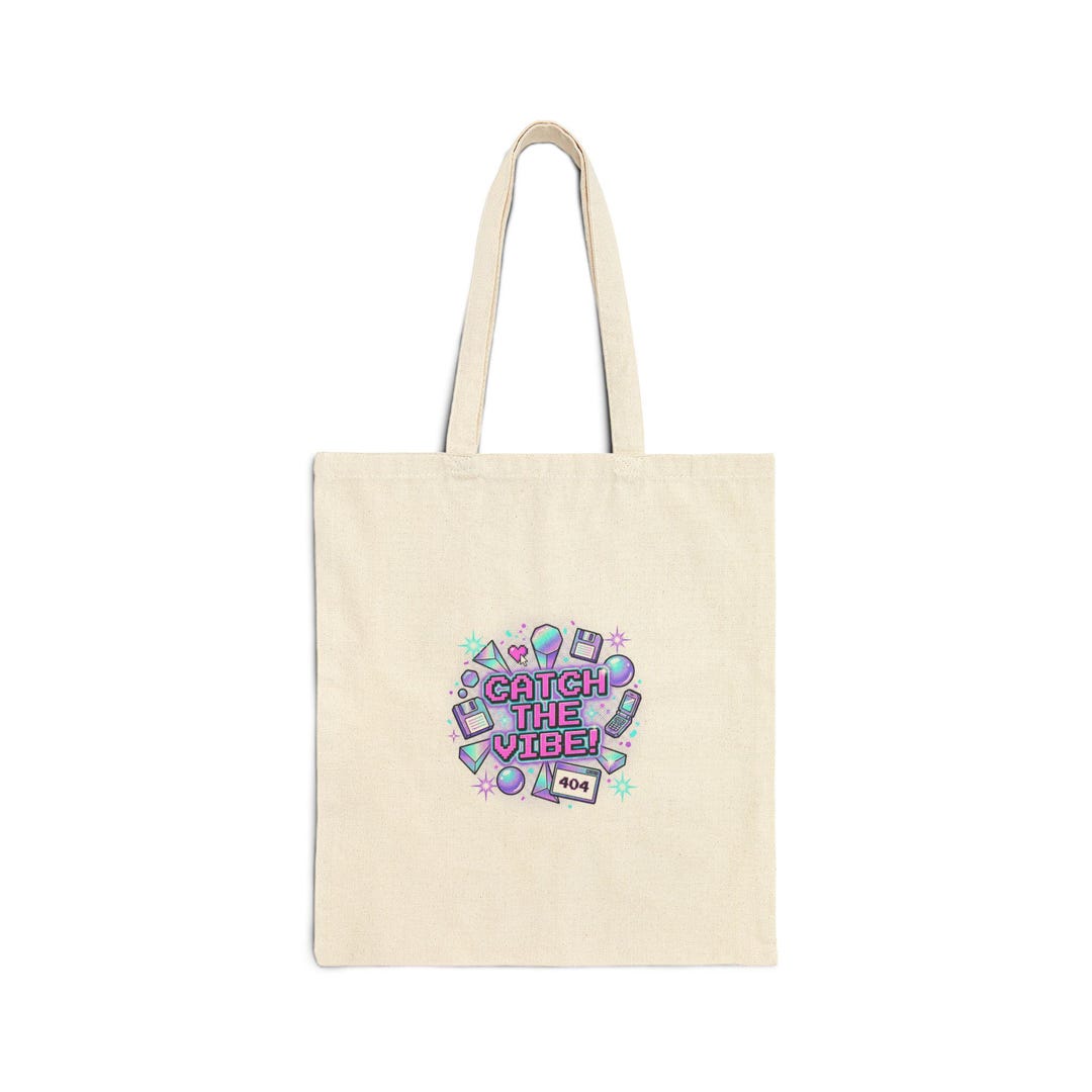 Catch the Vibe Tote Bag | Retro 90s Neon Graphics, Cassette & Geometric ...