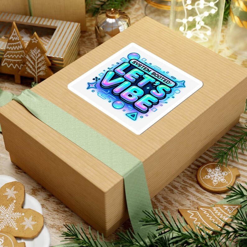 System Booted: Let’s Vibe Sticker | Holographic Neon Laptop Decal - Etsy