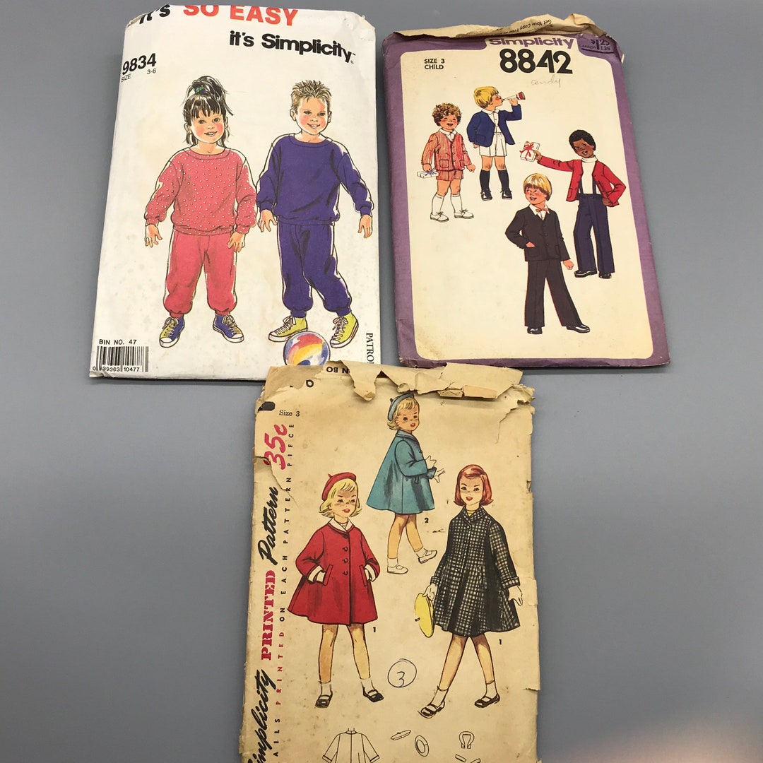 3 Vintage Childs Patterns, Vintage Simplicity Childrens Clothes ...