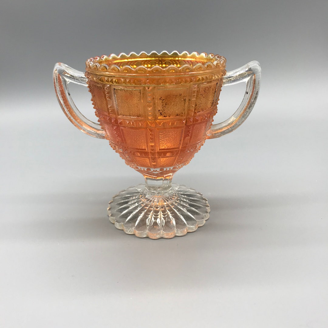 Imperial Glass Beaded Block Marigold Open Sugar Bowl Beaded - Etsy