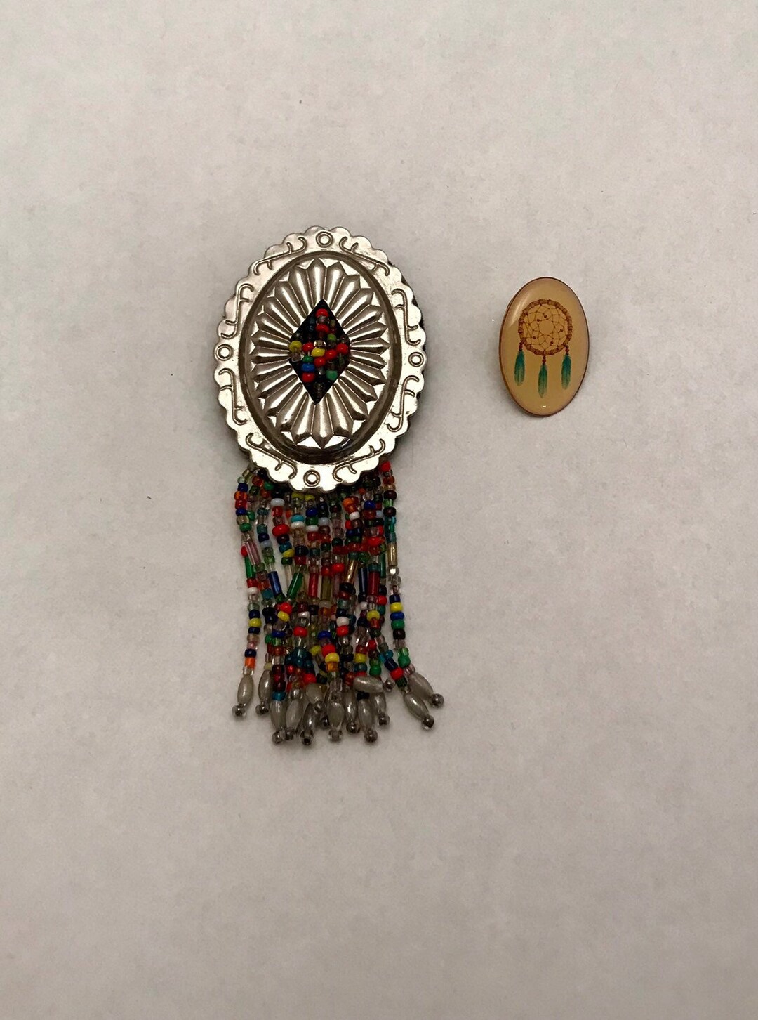 Two Native American Style Lapel Pins Beaded Lapel Pin Silver - Etsy