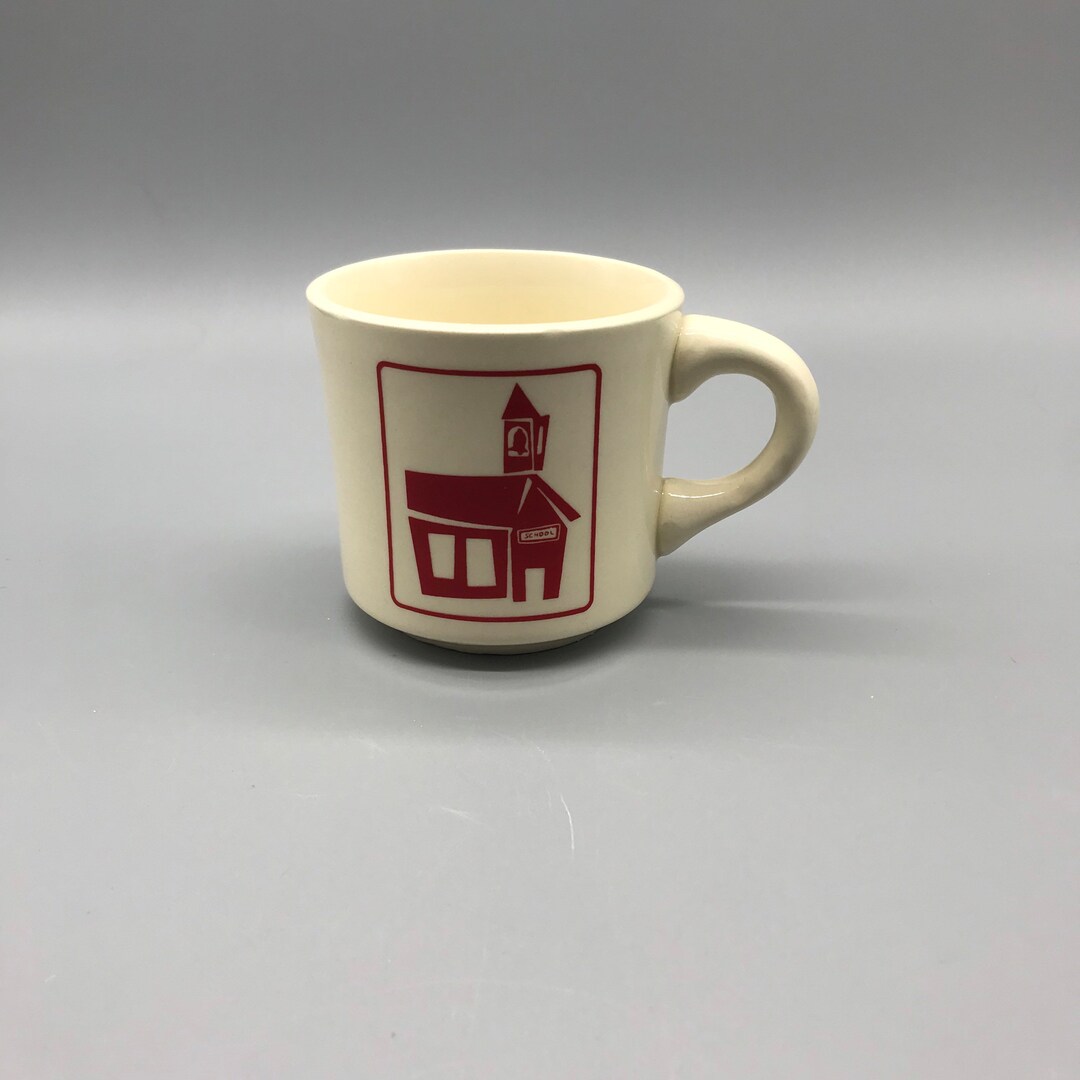 Schoolhouse Mug, Red Schoolhouse, Teacher Gift, USA Pottery, Vintage ...