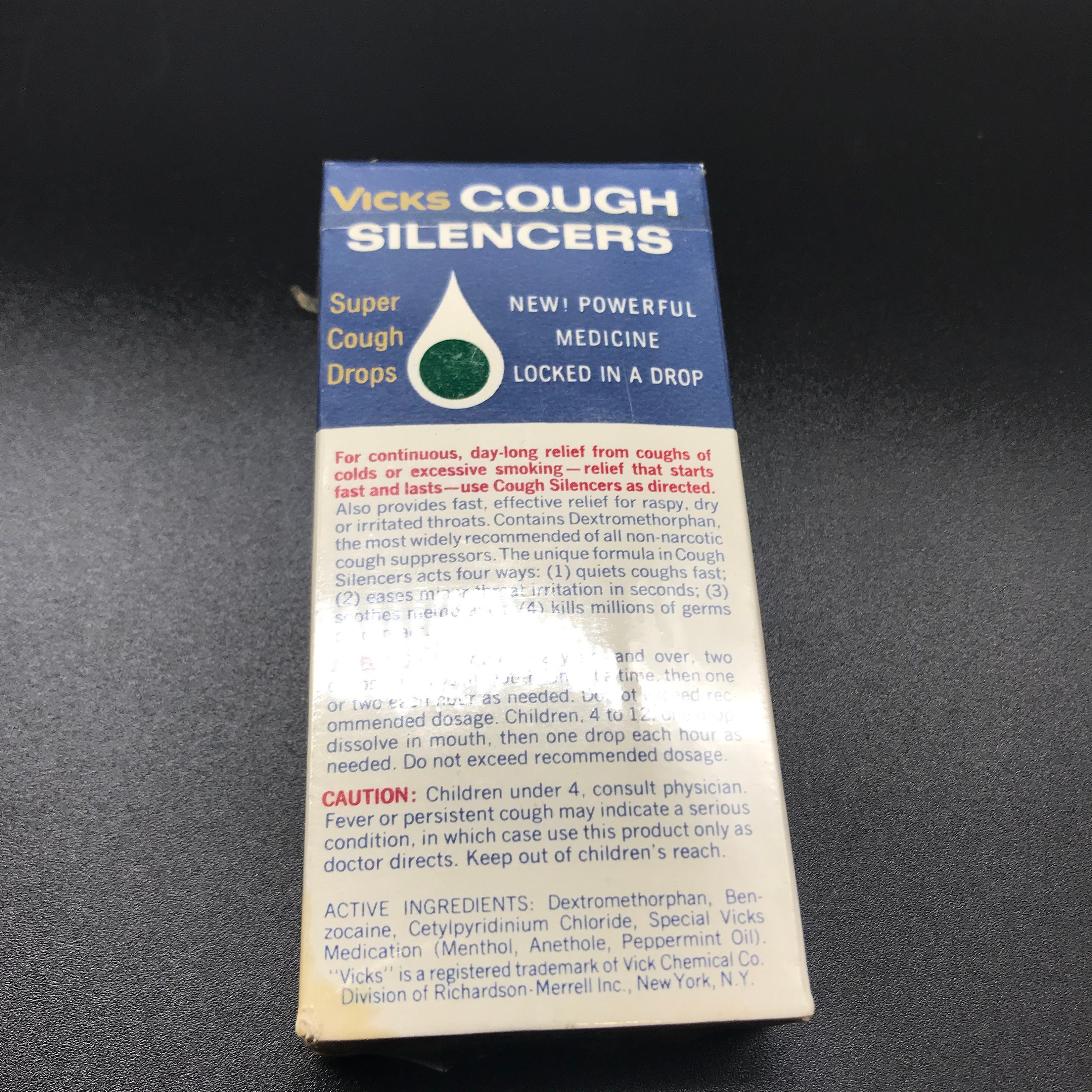 Vintage NOS Vick's Cough Drops, Sealed Box, Super Cough Drips, Vicks ...