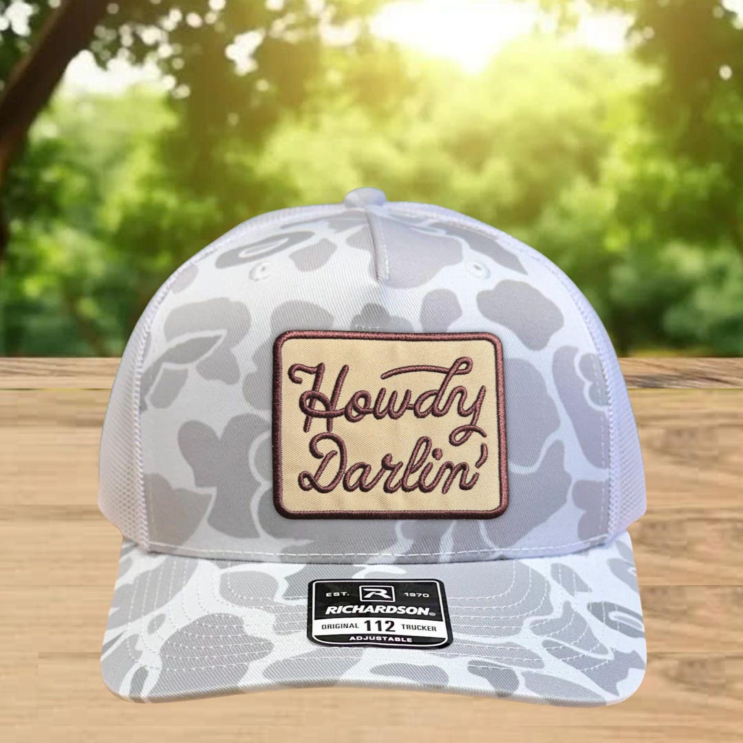 Howdy Darlin’ Western Camo Snapback Hat – White Camo Trucker Cap ...