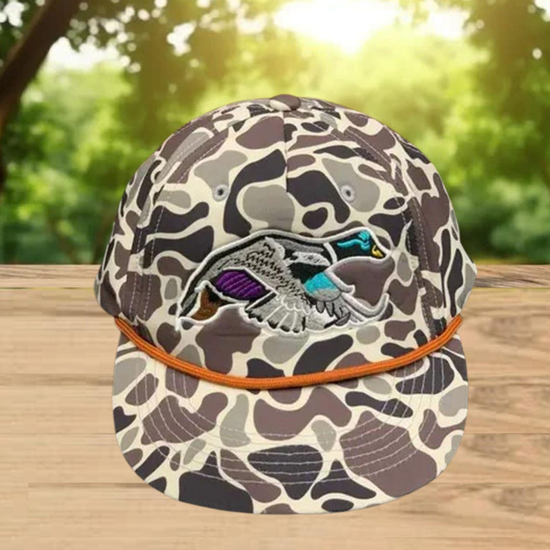 Mallard Duck Camouflage Snapback Hat – Retro Ropebrim Waterfowl Cap ...