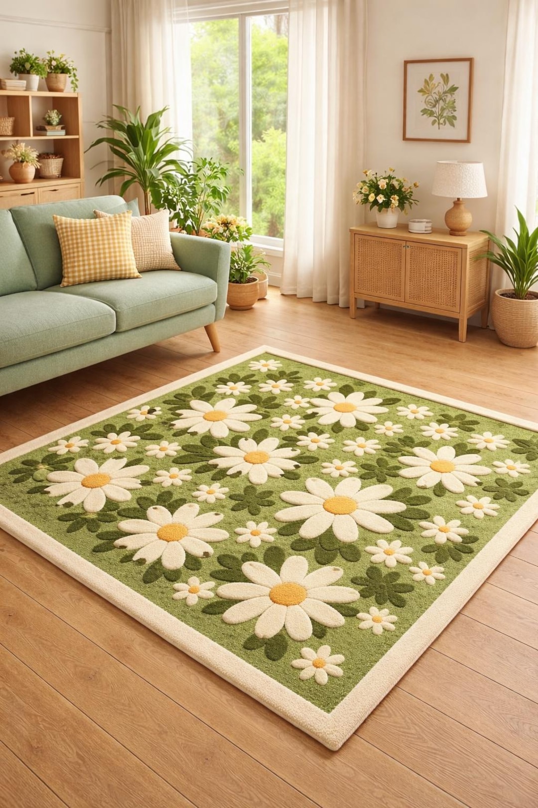 Hand Tufted Wool Daisy Rug: 3D Floral, Cottagecore - Etsy