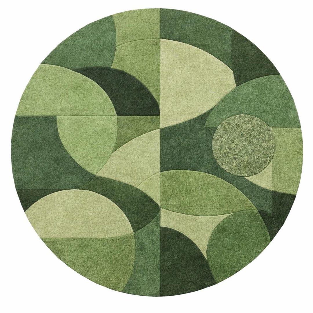 Hand Tufted Green Geometric Round Rug, 100% Wool Area Rug - Etsy