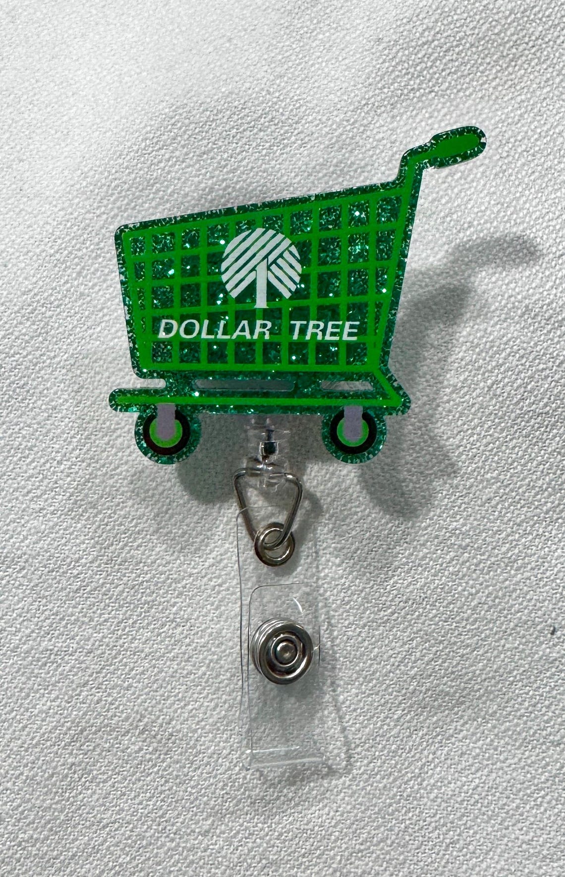 Dollar Tree Green Shopping Cart Employee Cashier Manager Glitter Swivel ...