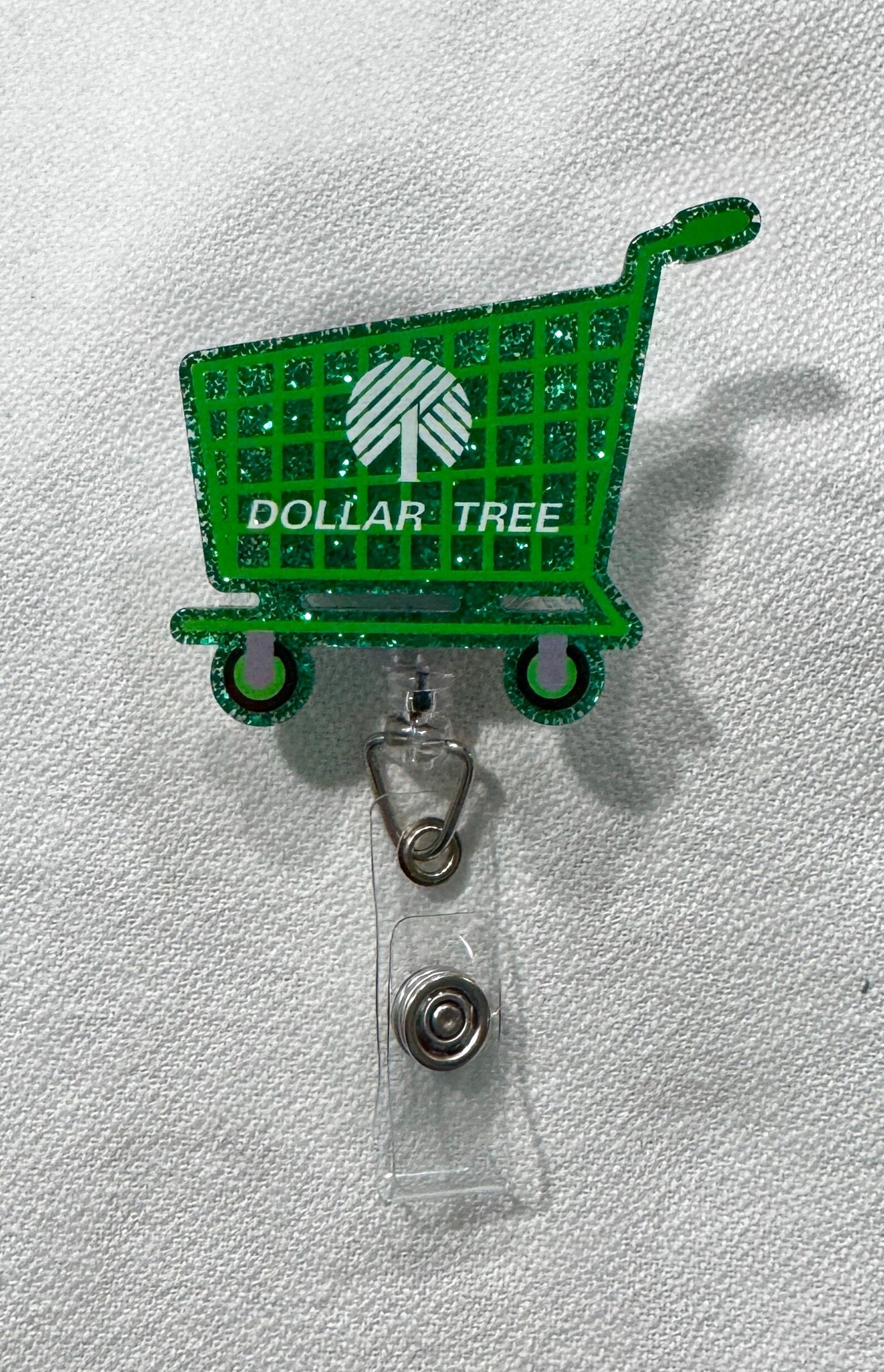 Dollar Tree Green Shopping Cart Employee Cashier Manager Glitter Swivel ...