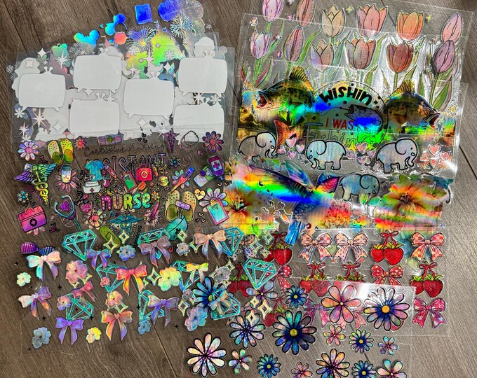 Lot of 15 Holographic Uvdtf Cup Wraps Hologram Glitter Character - Etsy
