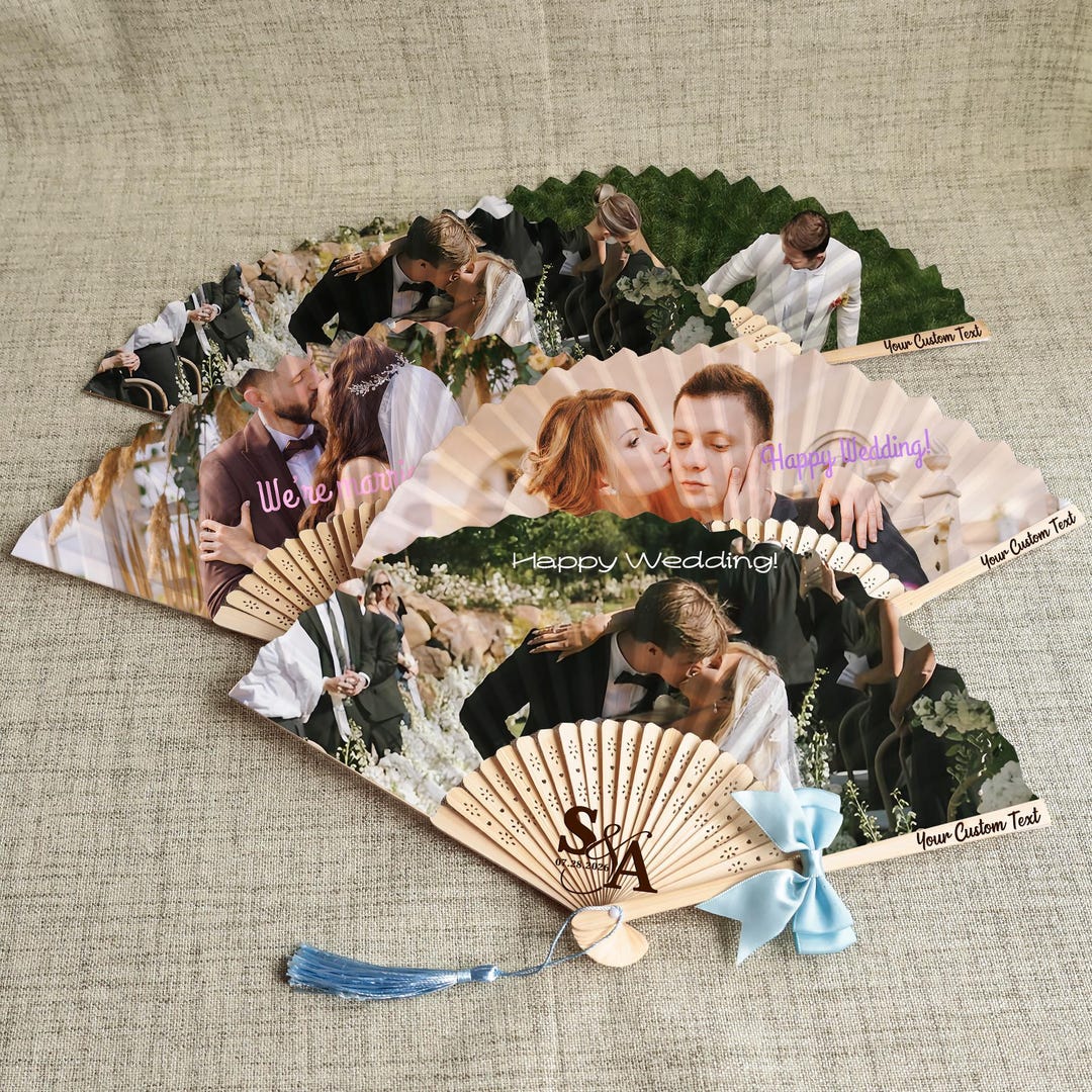 Custom Wedding Photo Folding Fans, Personalized Guest Favors - Etsy