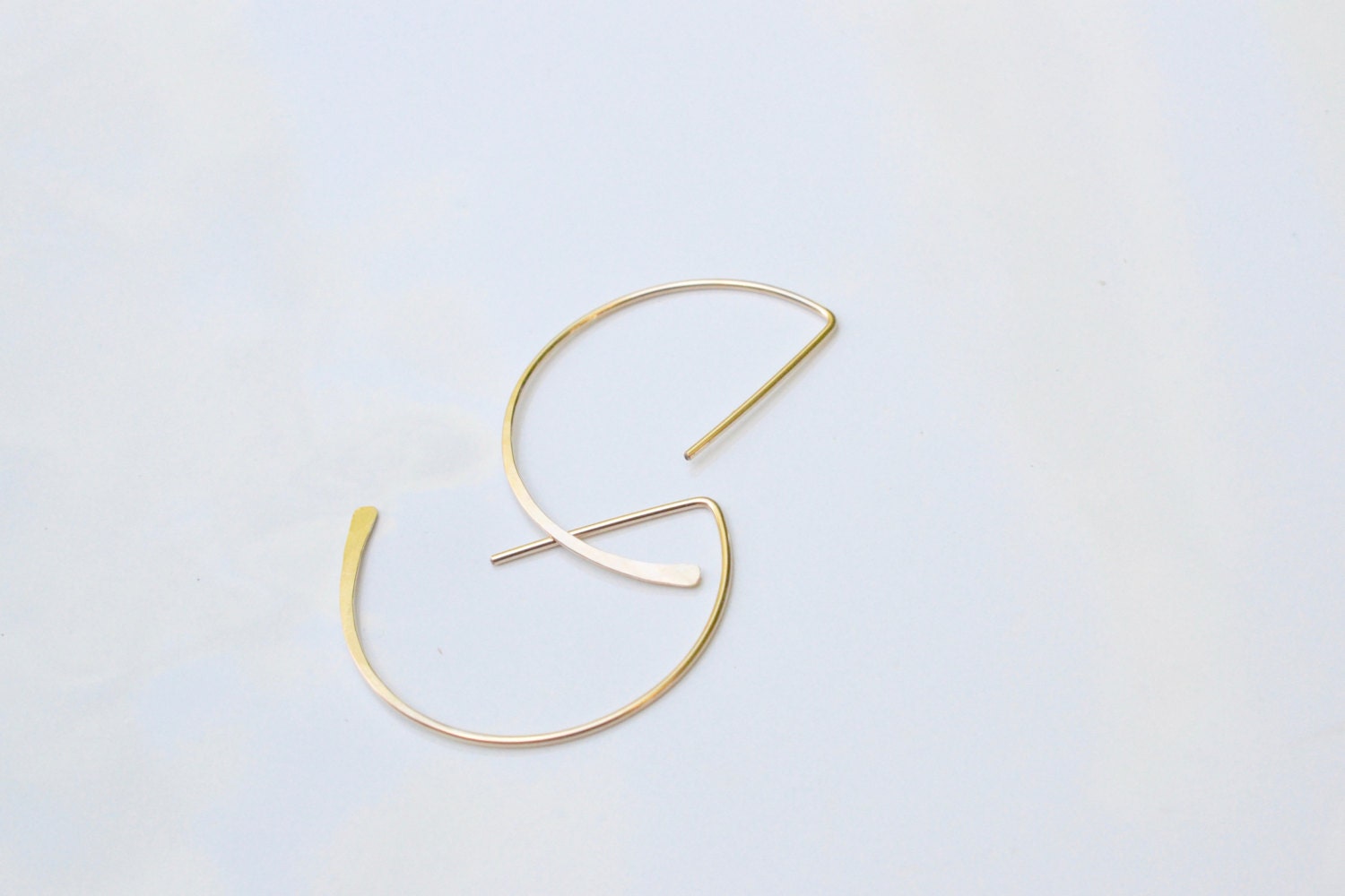 Gold Threader Earrings Large Hoop Earrings Simple Gold Filled - Etsy