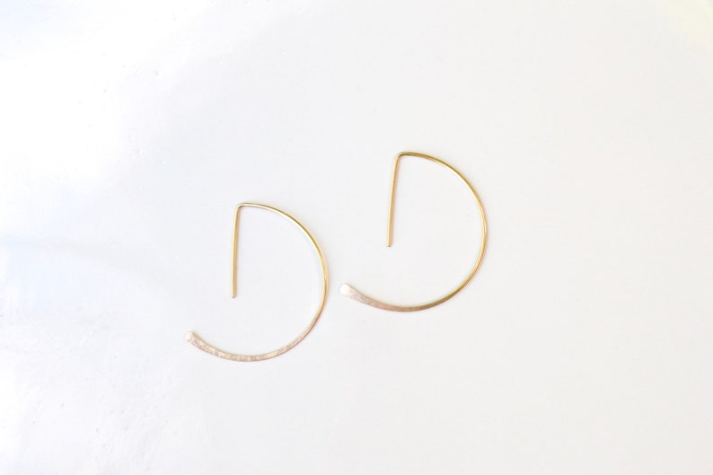 Gold Threader Earrings Large Hoop Earrings Simple Gold Filled Hoops ...