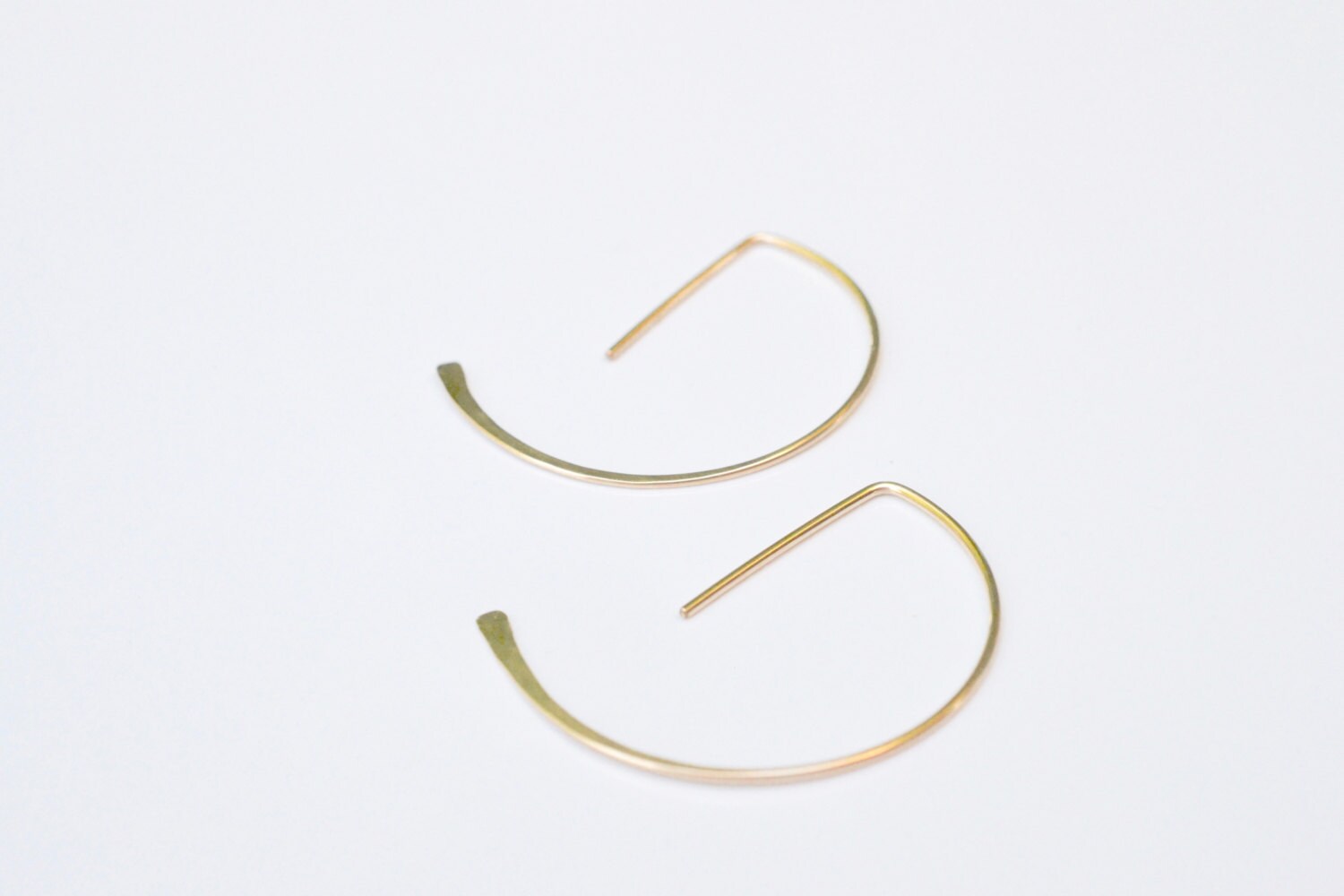 Gold Threader Earrings Large Hoop Earrings Simple Gold Filled - Etsy