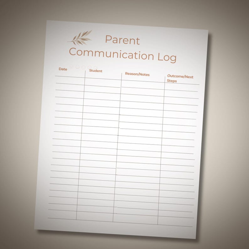 Parent Communication Log Printable | Teacher Communication Log | Parent ...