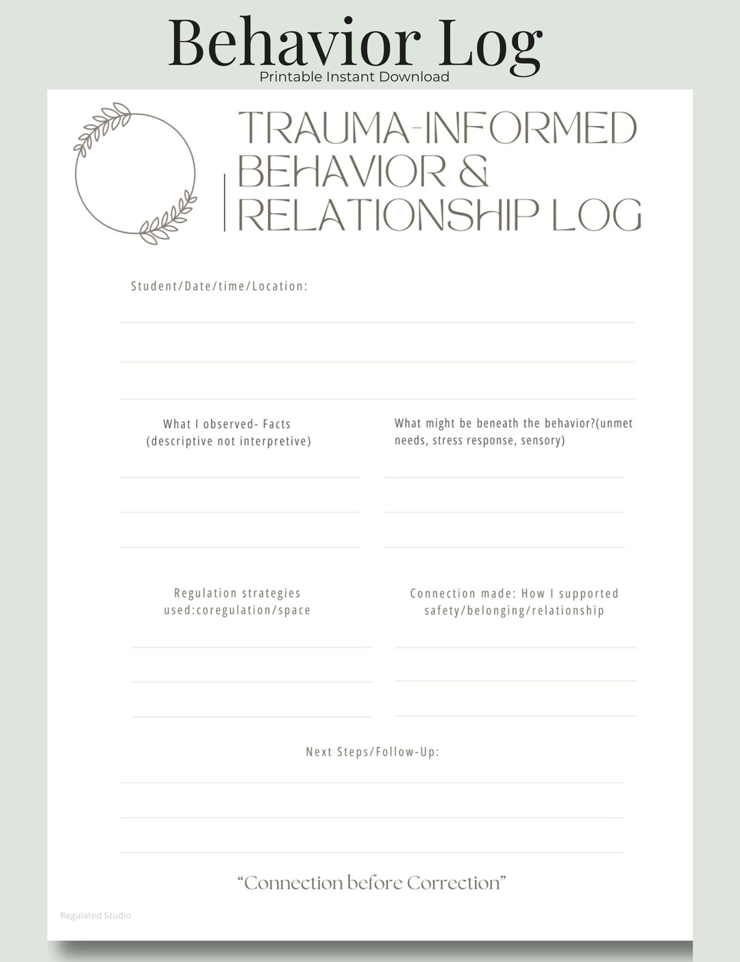 Behavior Reflection Sheet for Students | Think Sheet Printable ...