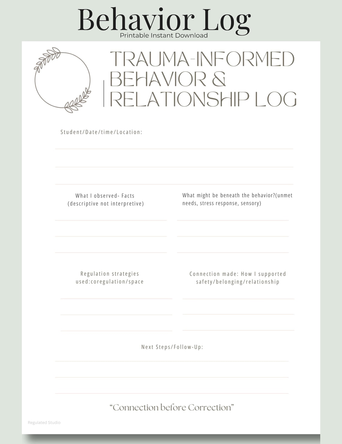 Behavior Reflection Sheet for Students | Think Sheet Printable ...