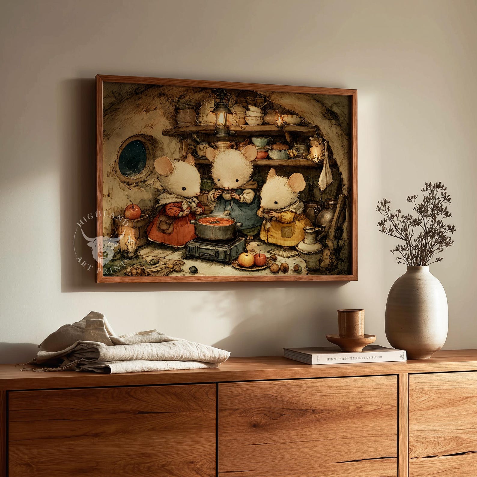 Cozy Mouse Kitchen Printable Art - Cottagecore Woodland Mice Cooking ...