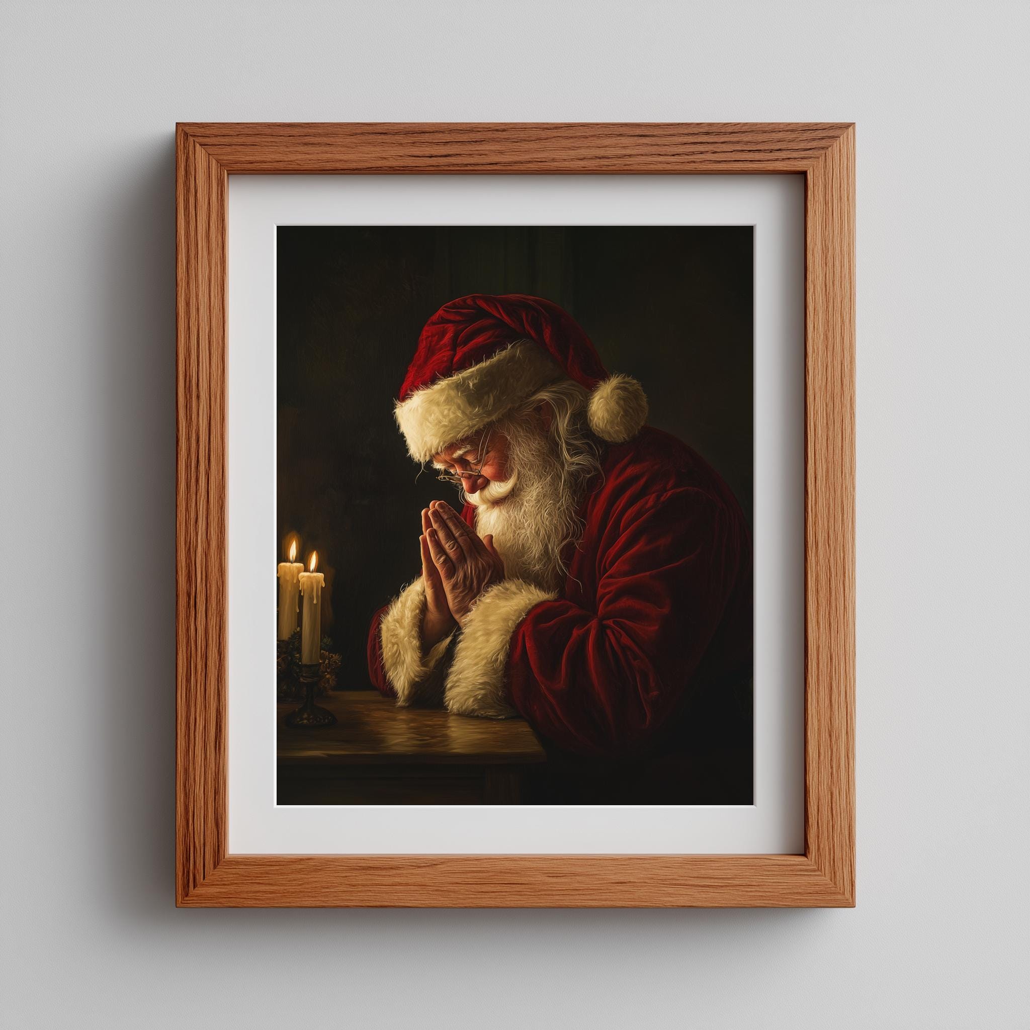 Vintage Santa Claus Kneeling in Prayer Printable Wall Art - Cozy ...