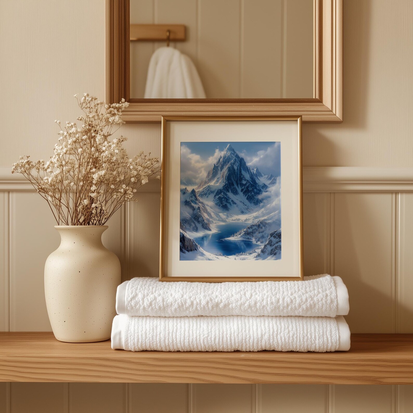 Majestic Printable Mountain Peak Art - Dramatic Winter Landscape ...