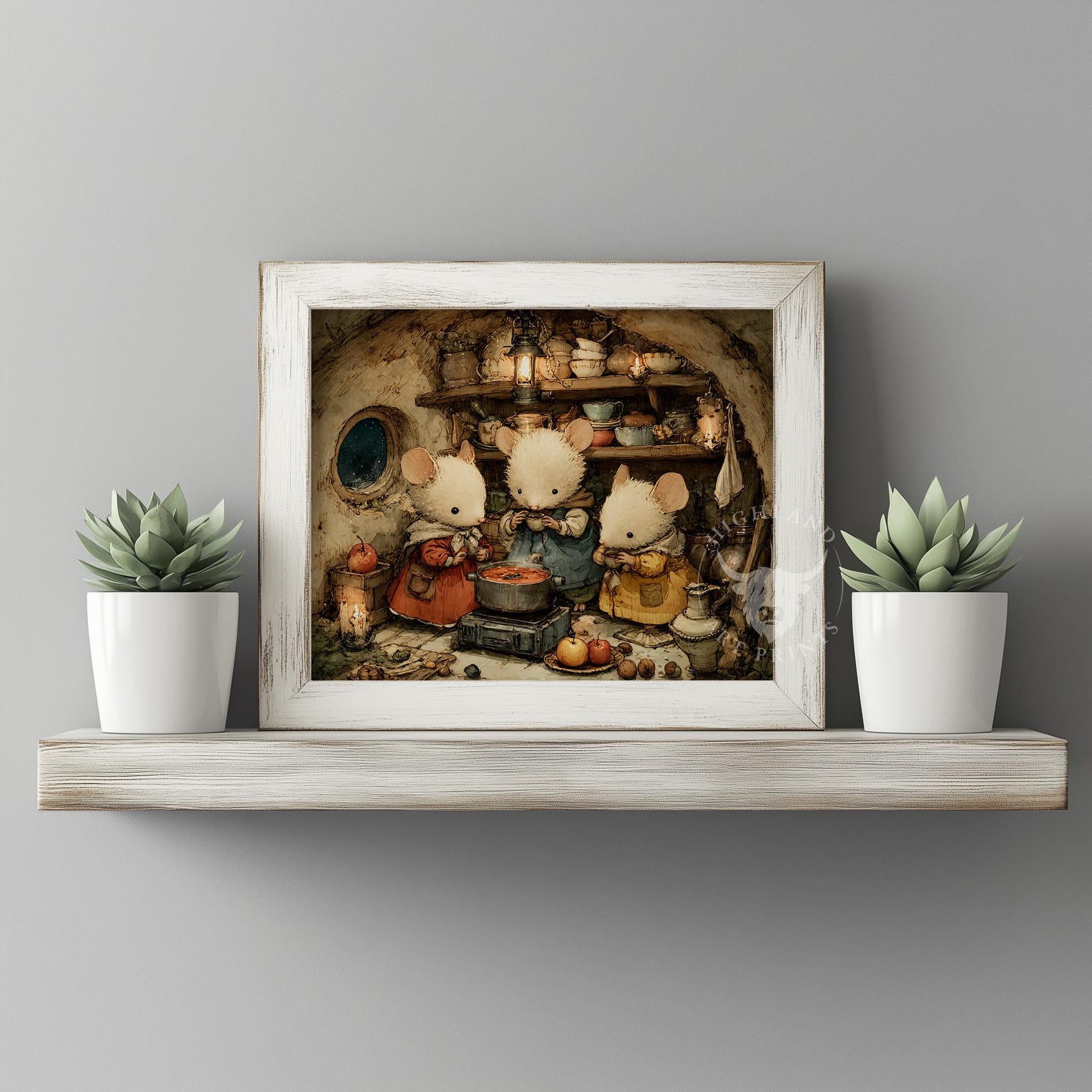 Cozy Mouse Kitchen Printable Art - Cottagecore Woodland Mice Cooking ...