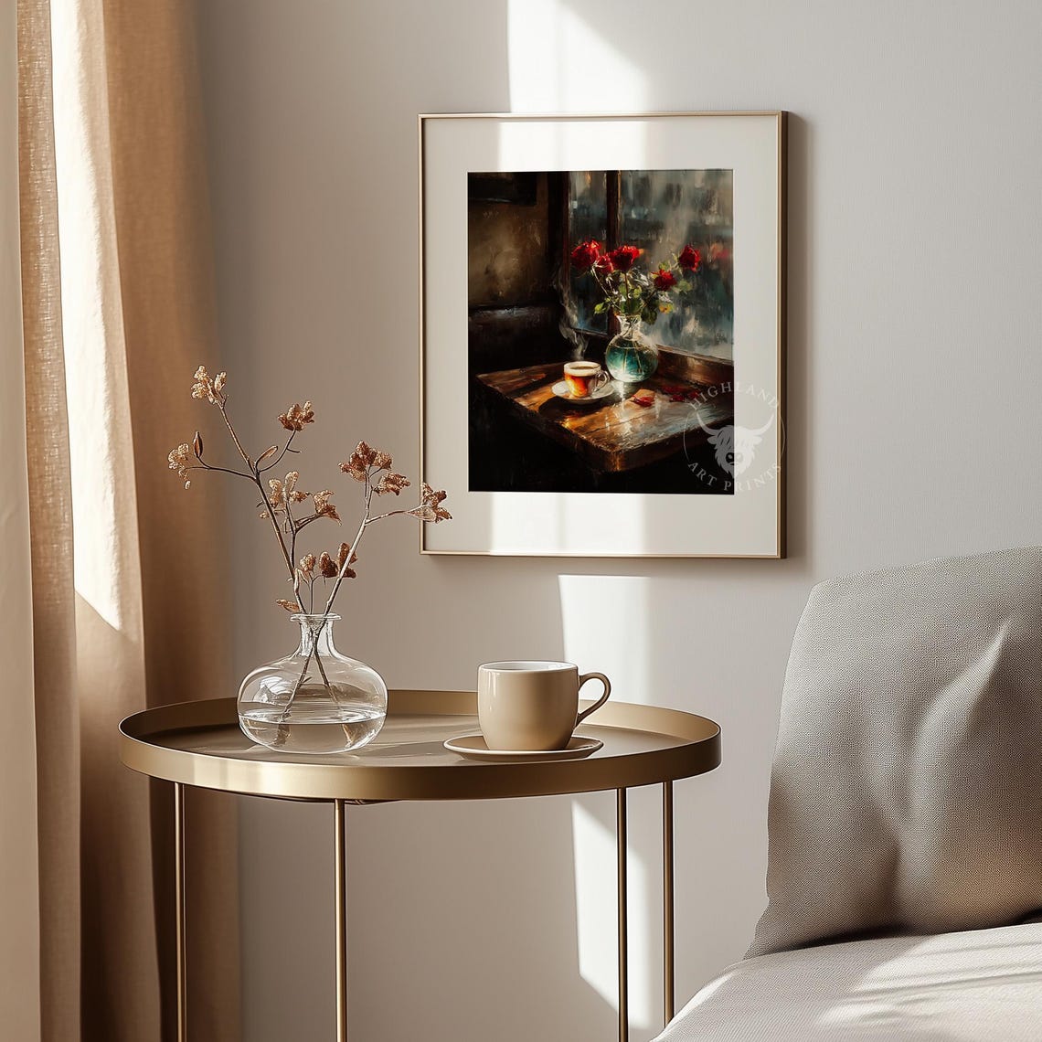 Still-life Café Table With Red Roses - Cozy Moody Vintage Vibes, Rustic ...