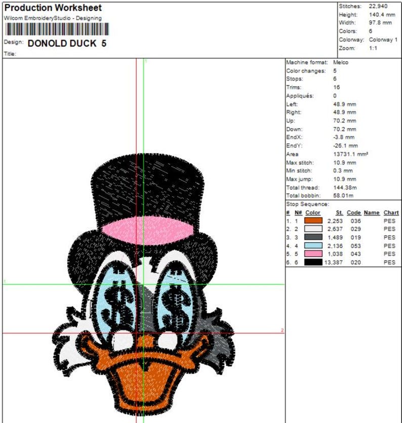 Retro Cartoon Duck Embroidery Design | Cartoon Character Stitch File ...