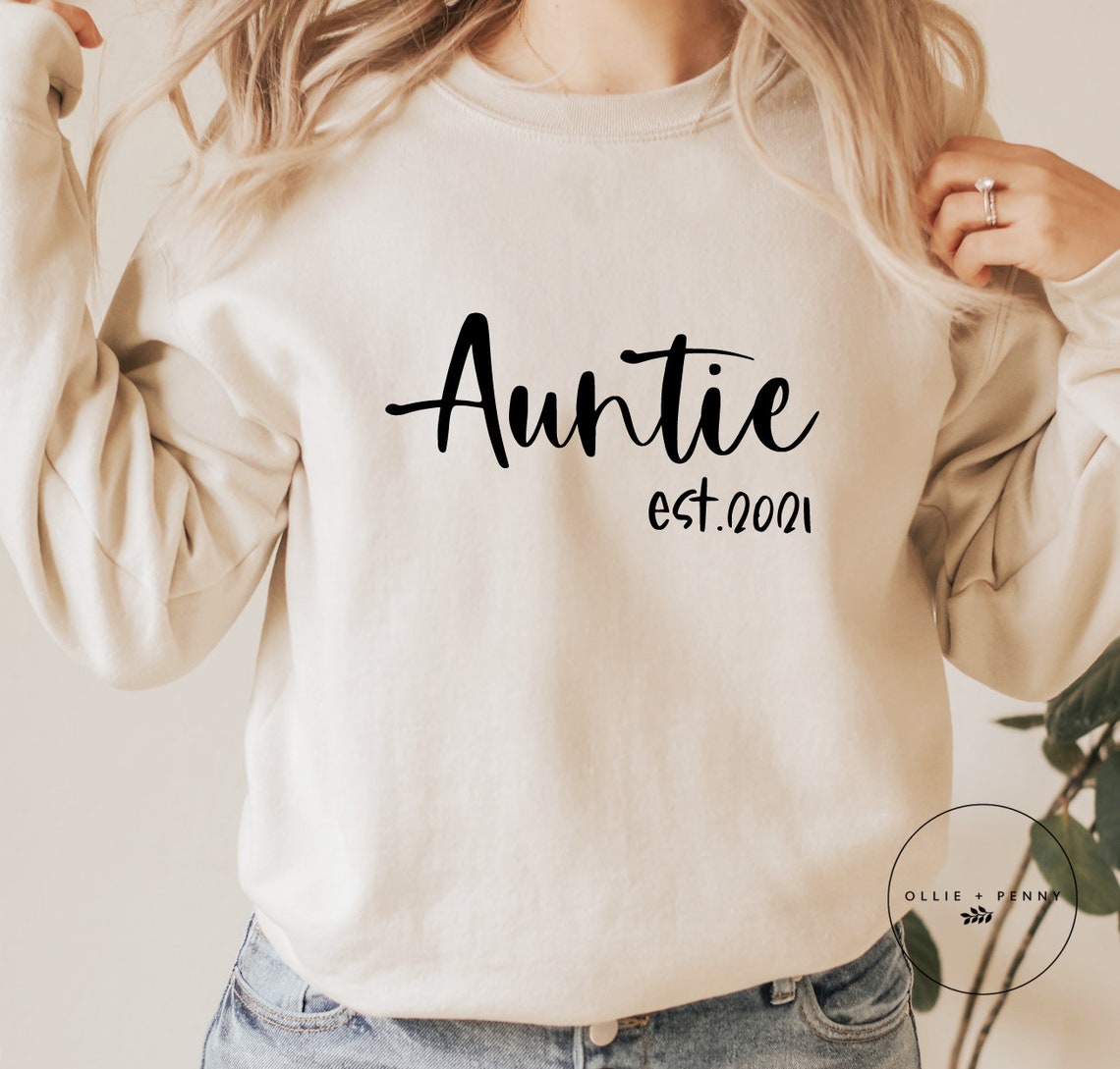 Auntie Established Sweatshirt Aunt Sweatshirt Pregnancy | Etsy